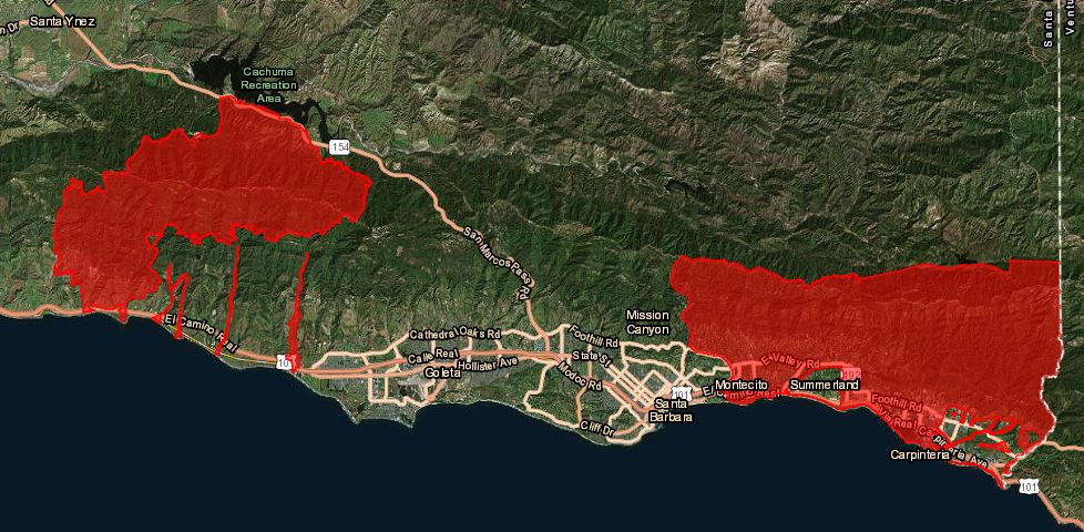 Mass Evacuation Orders Issued for Montecito, Carpinteria, Parts of ...
