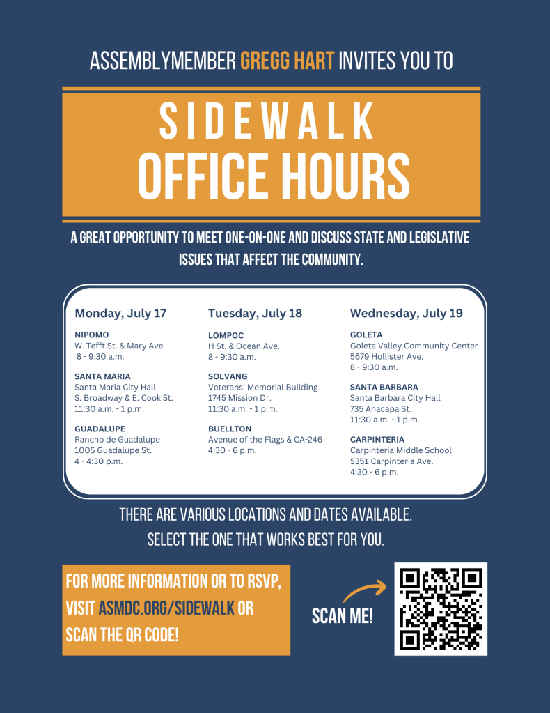 Assemblymember Hart Announces Central Coast Sidewalk Office Hours - The ...