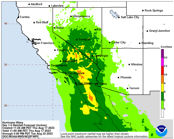 Hurricane Hilary Headed for the Coast of Baja California and Northward ...