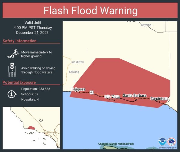 Flash Flood Warning Issued for Southern and Central Santa Barbara ...