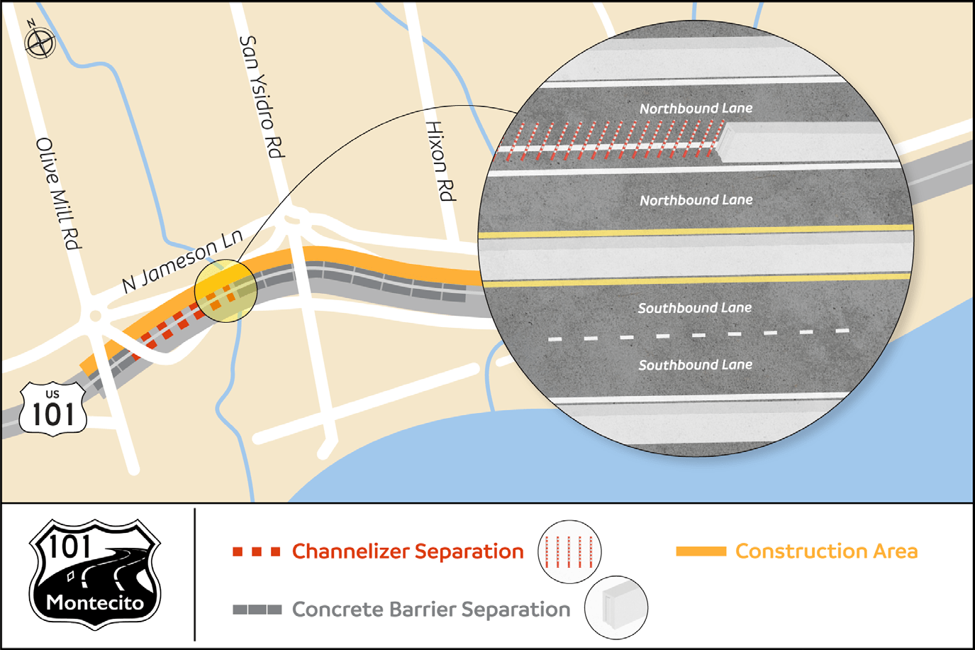 Big Lane Changes Coming This Summer to Highway 101 Through Montecito ...