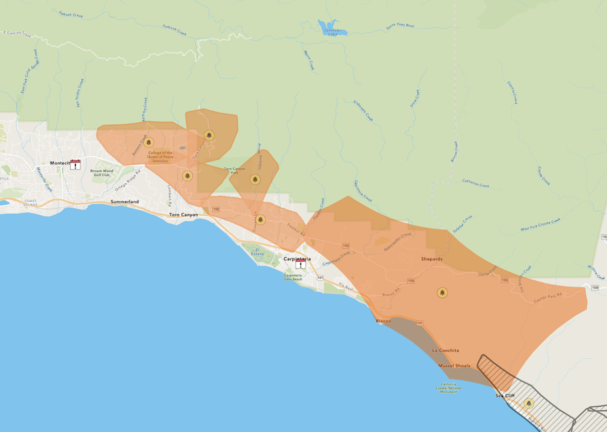 Homes in Carpinteria, Summerland, Montecito May Face Power Outages as ...