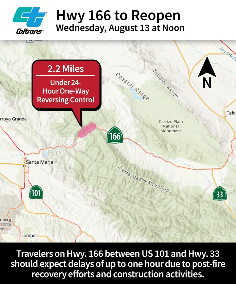 Highway 166 Reopens Following Gifford Fire Repairs - The Santa Barbara ...