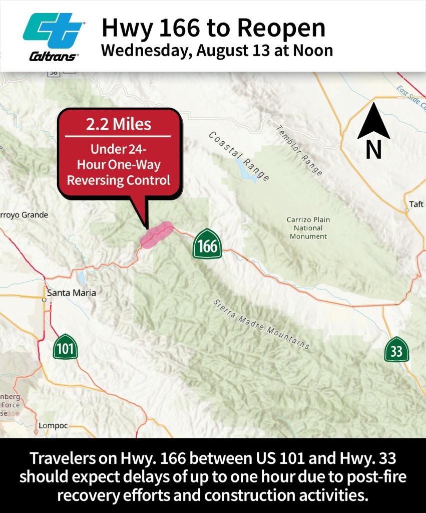 Highway 166 Reopens Following Gifford Fire Repairs - The Santa Barbara ...